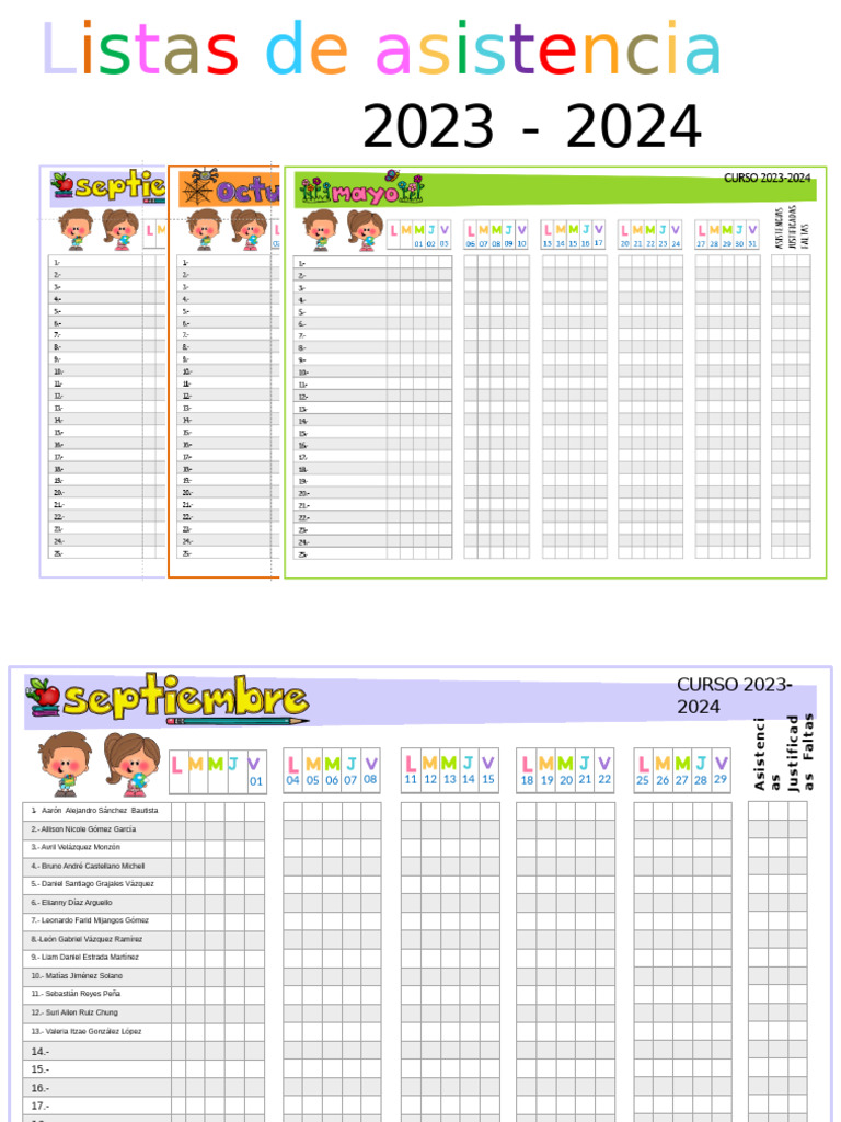 Lista de Asistencia Orientacion Andujar Editable en Power Point | PDF