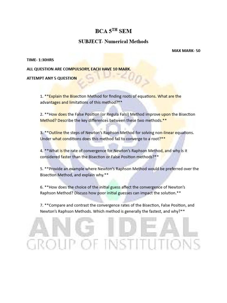 Numerical Methods | PDF | Teaching Methods & Materials | Science ...