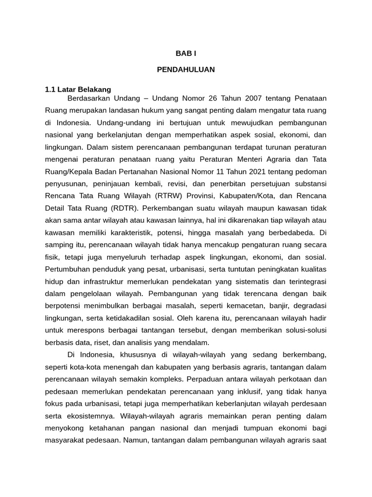 BAB 1 Proposal Perencanaan Wilayah | PDF