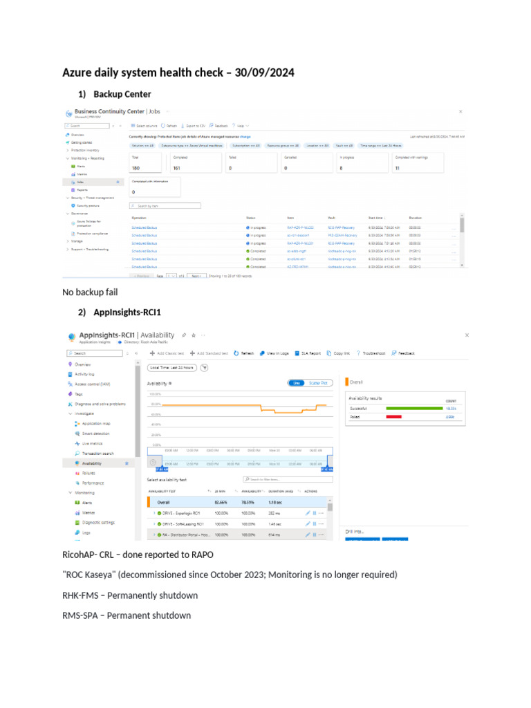 Azure System Health Check 09/2024 | PDF