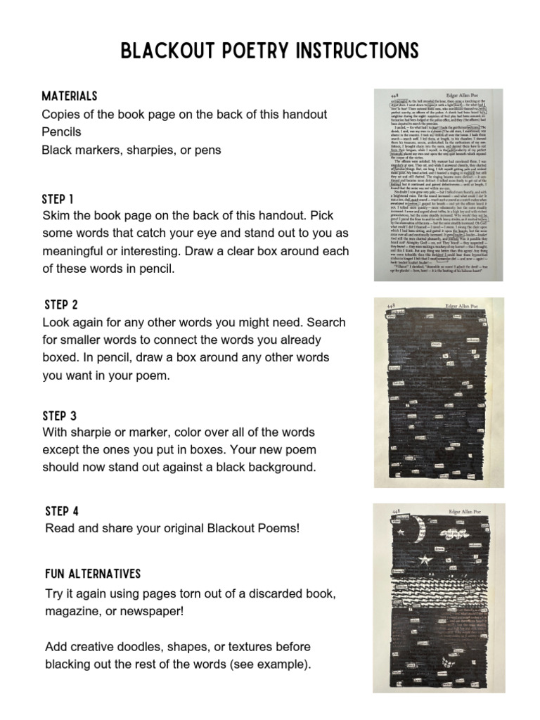 Create Your Own Blackout Poem | PDF | Home & Garden