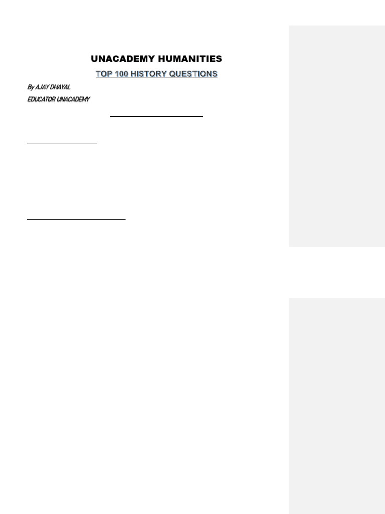 Top 100 Questions | PDF | Ashoka | Mahabharata