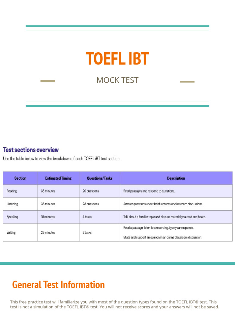 Class 6 - Toefl Ibt | PDF | Test Of English As A Foreign Language | Lecture
