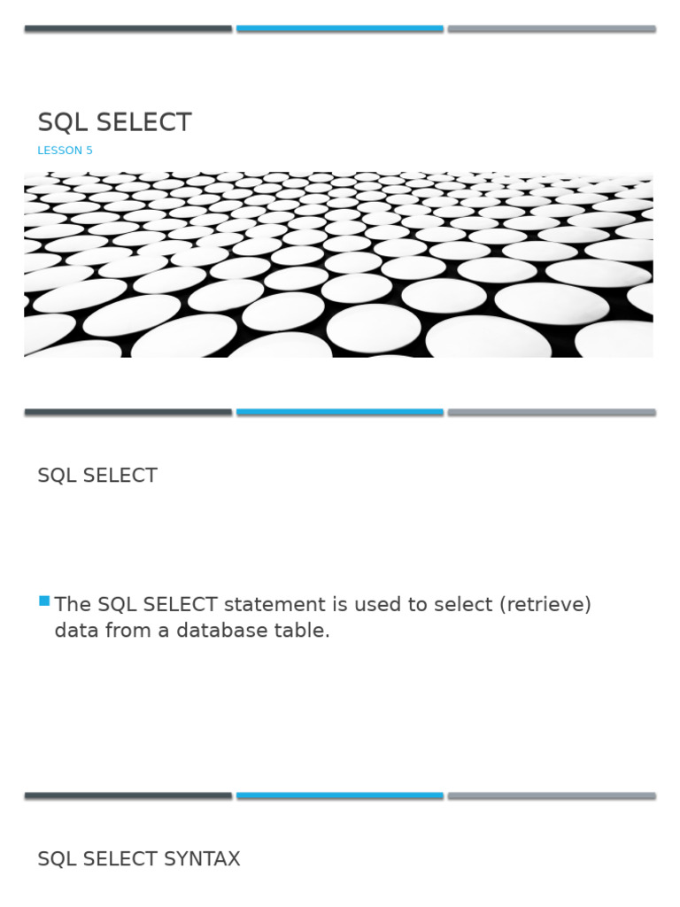 Lesson 5 - SQL SELECT | PDF | Table (Database) | Sql