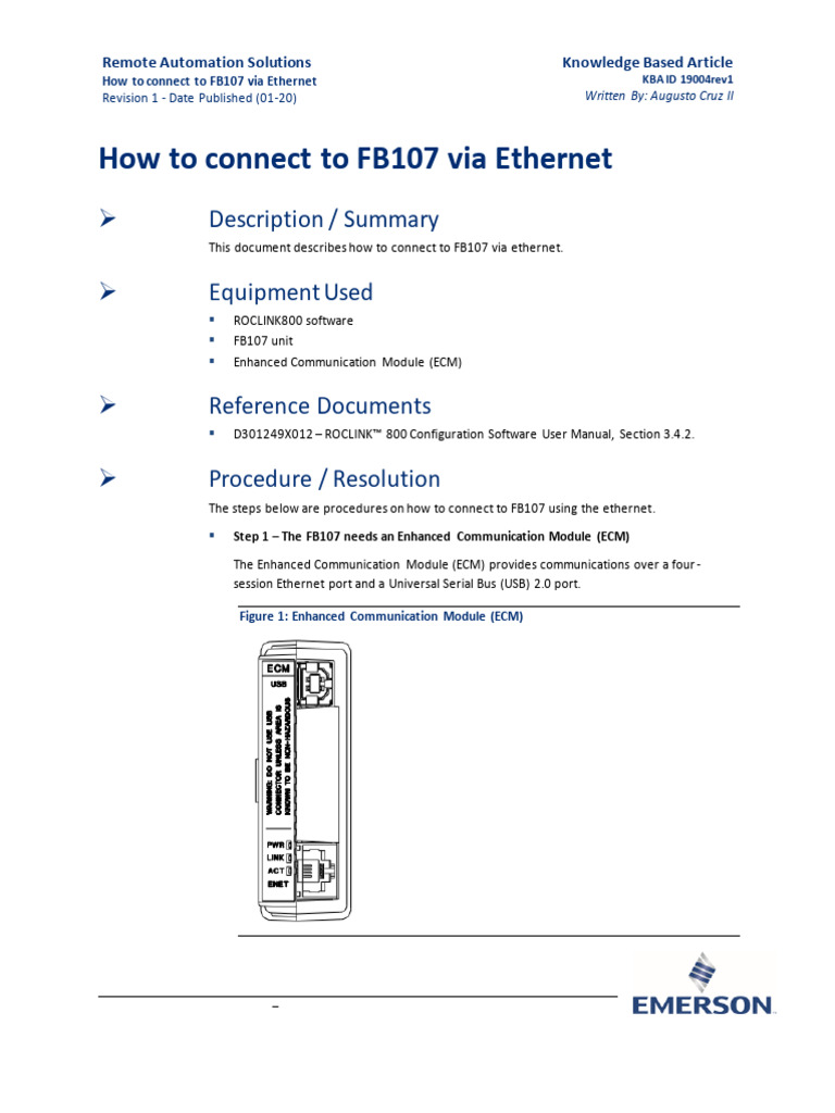 Connecting To ECM Via Ethernet | PDF | Usb | Computer Network