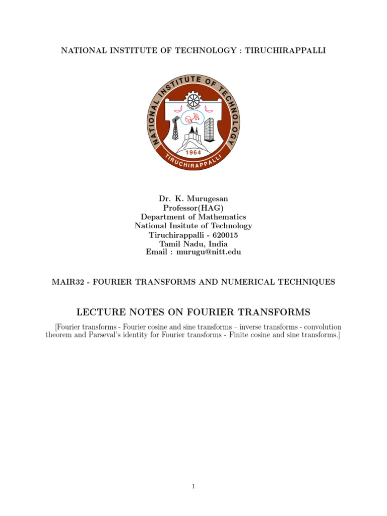Fourier Transform | PDF | Fourier Transform | Mathematical Concepts