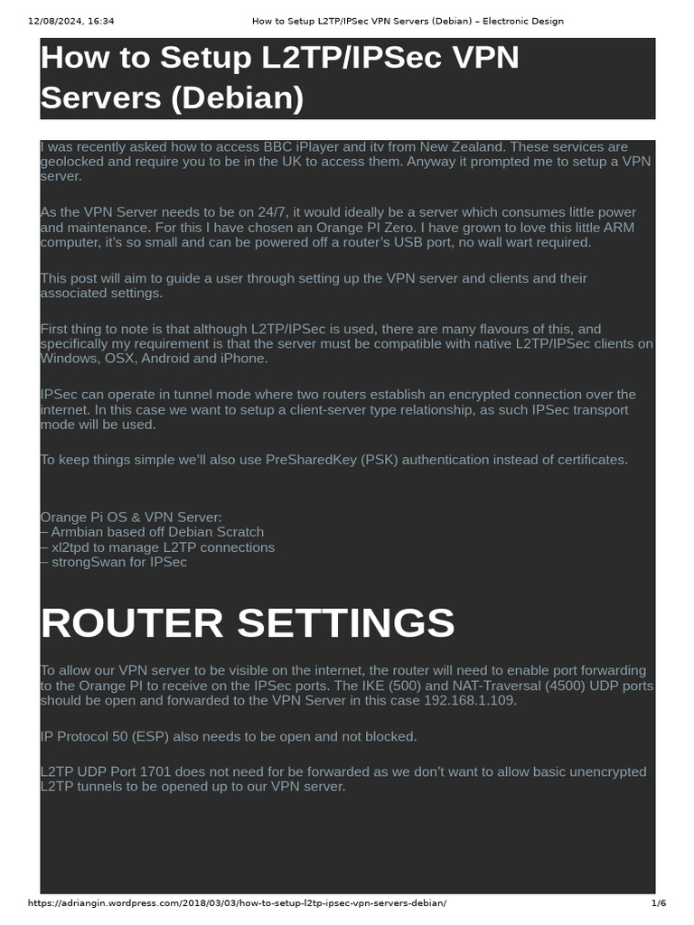 How To Setup L2TP - IPSec VPN Servers (Debian) - Electronic Design | PDF | Domain Name System ...