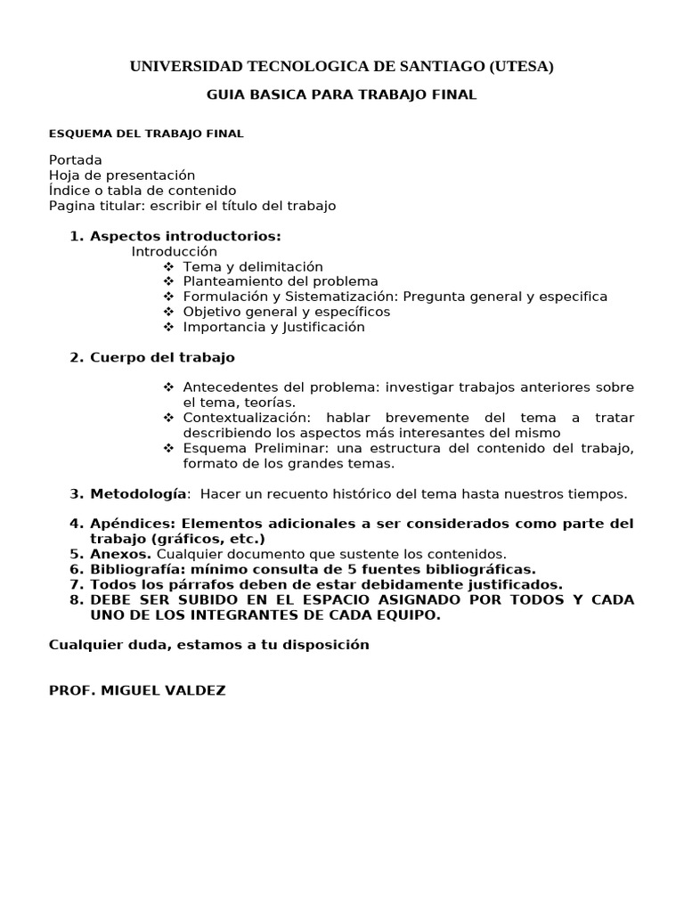 Guia para La Elaboracion Del Trabajo Final | PDF | Arte | Tecnología e ... Guia para La Elaboracion Del Trabajo Final | PDF | Arte | Tecnología e ...