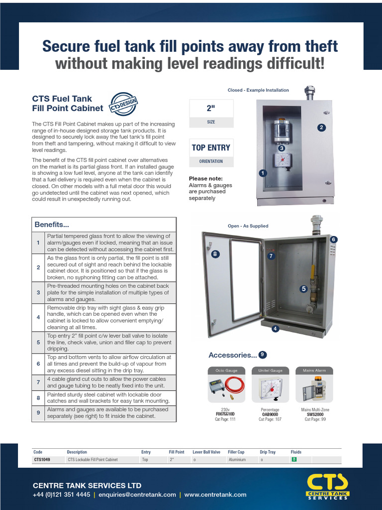 Fill Point Cabinet Datasheet 1 | PDF | Manufactured Goods | Equipment