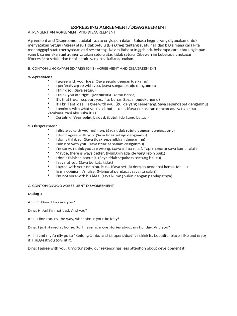 EXPRESSING AGREEMENT Disagreement Kls 9 | PDF