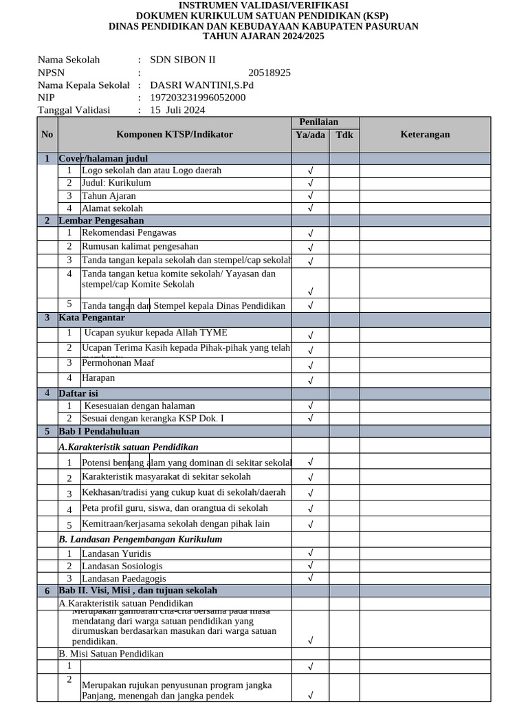 Validasi KSP 2024 | PDF