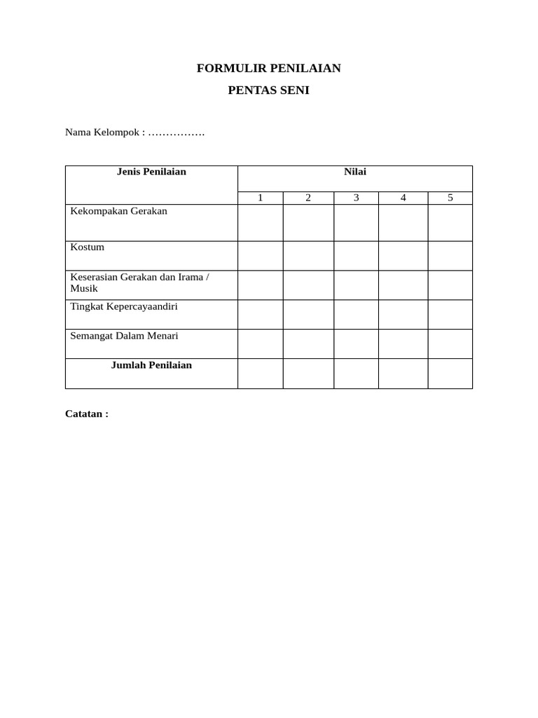 Formulir Penilaian | PDF