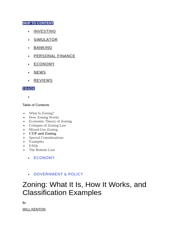 Zoning: What It Is, How It Works, and Classification Examples | PDF ...