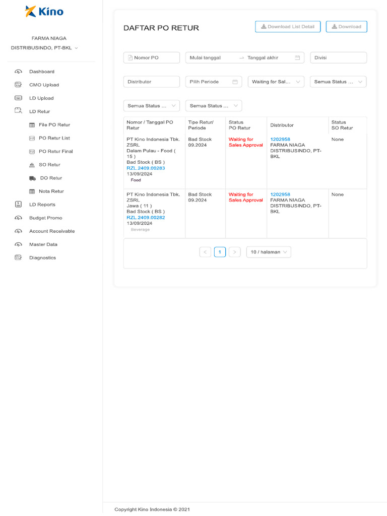 Po Retur Waiting For Sales Approvel Bangkalan-Fnb MP P08 | PDF