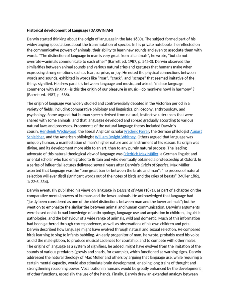 Historical Development of Language | PDF | Origin Of Language | Charles ...