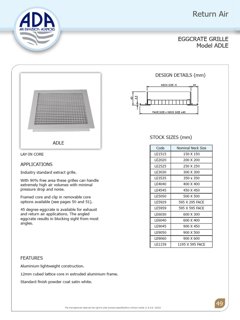 Adle, Adhef - Eggcrate Grille | PDF | Duct (Flow)