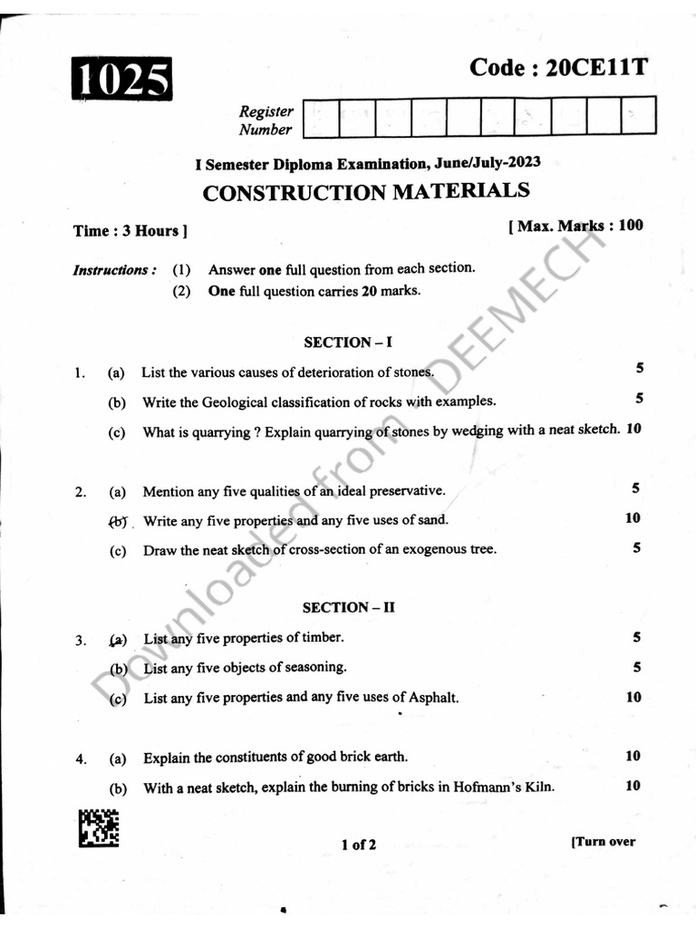 20ce11t June July 2023-QP - Deemech | PDF