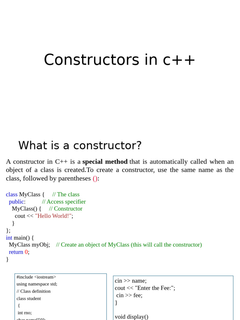 Constructors in C M M | PDF | Constructor (Object Oriented Programming) | Programming