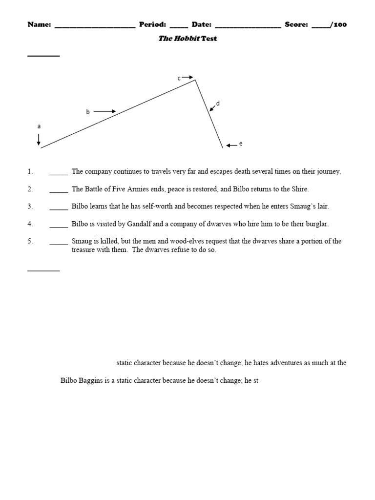 Directions: The Hobbit (2 Points Each) | PDF | Bilbo Baggins | The Hobbit