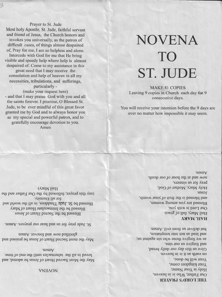 Novena To Saint Jude | PDF