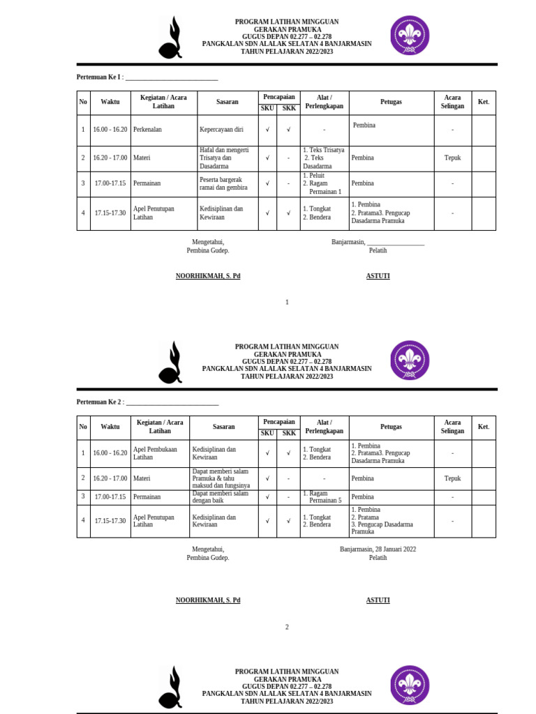 Program Latihan Pramuka Mingguan | PDF