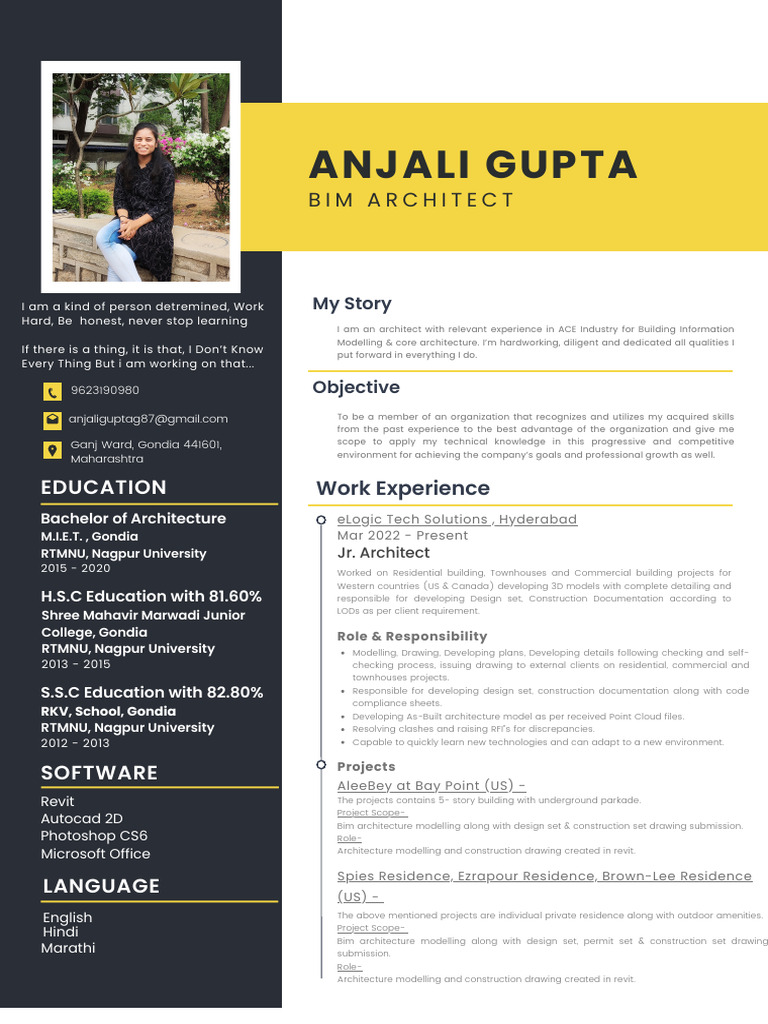 Resume - Anjali Gupta | PDF | Autodesk Revit | Engineering Resume - Anjali Gupta | PDF | Autodesk Revit | Engineering