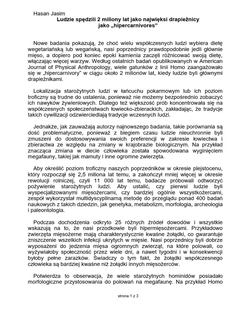 Hasan Jasim Ludzie Spędzili 2 Miliony Lat Jako Najwięksi Drapieżnicy ...
