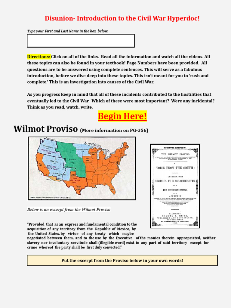Ch. 10 Wilmot Proviso, Free-Soil | PDF