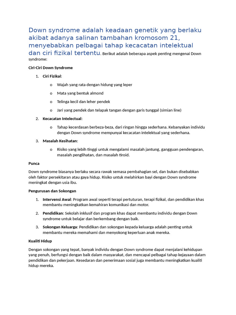 Down Syndrome | PDF
