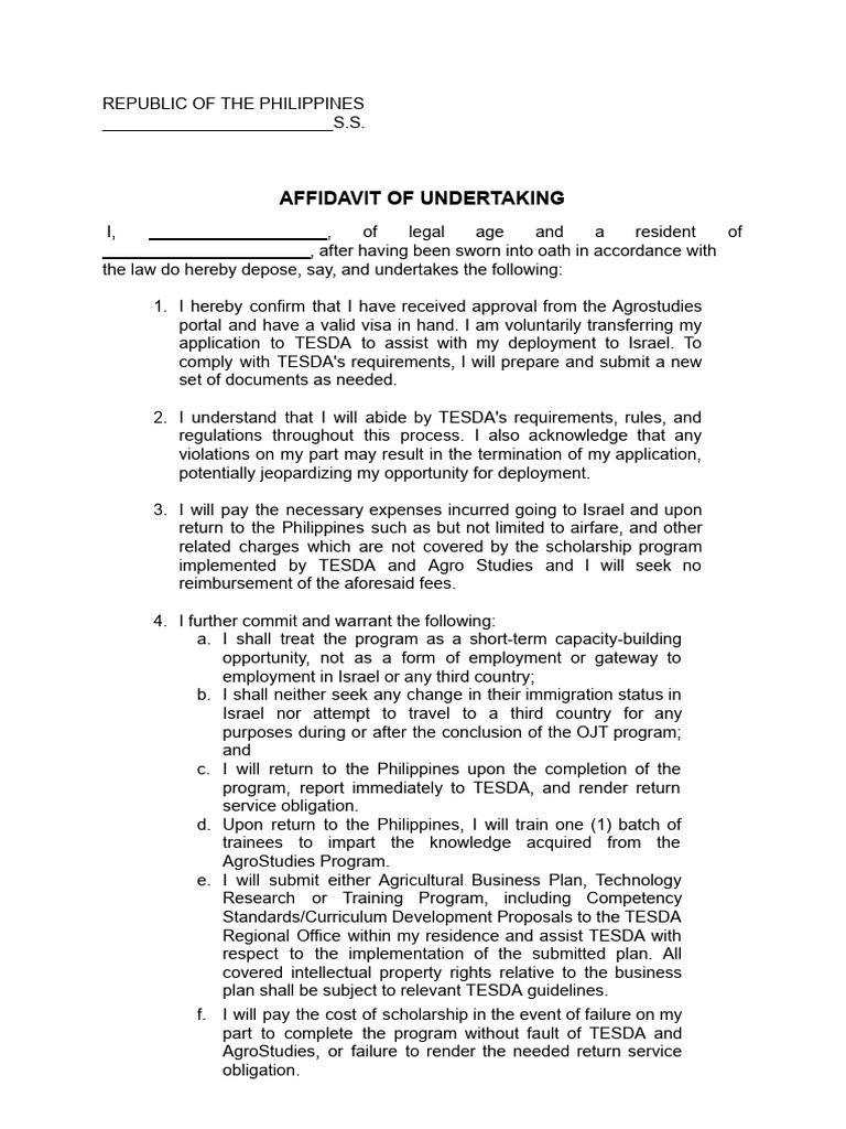DILG COPY Affidavit of Undertaking | PDF | Affidavit | Justice