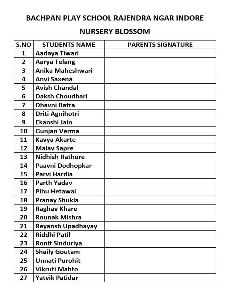 Parents Signature | PDF