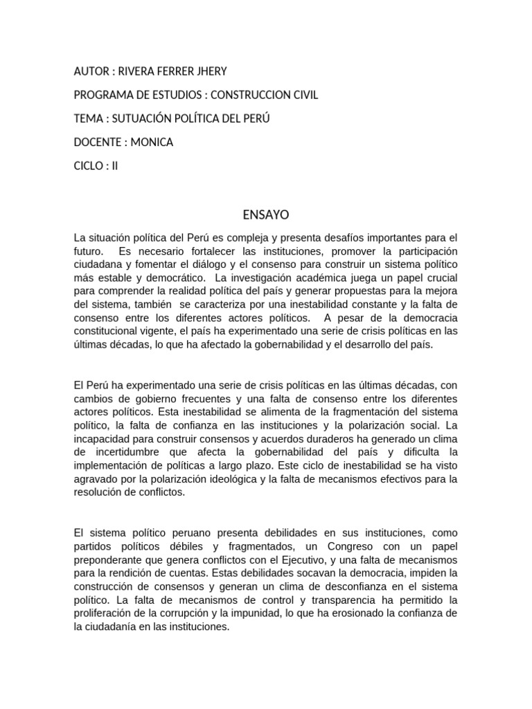 ENSAYO JHERY RIVERA | PDF | Democracia | Ideologías políticas