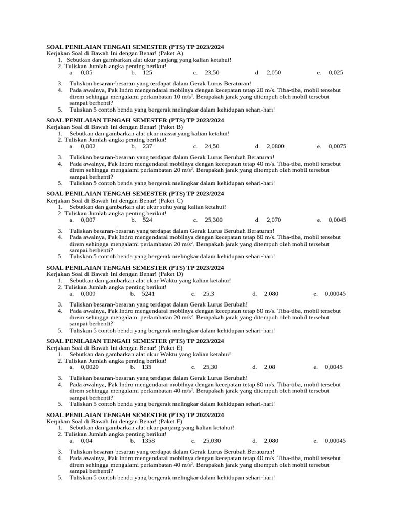SOAL PTS FISIKA X | PDF