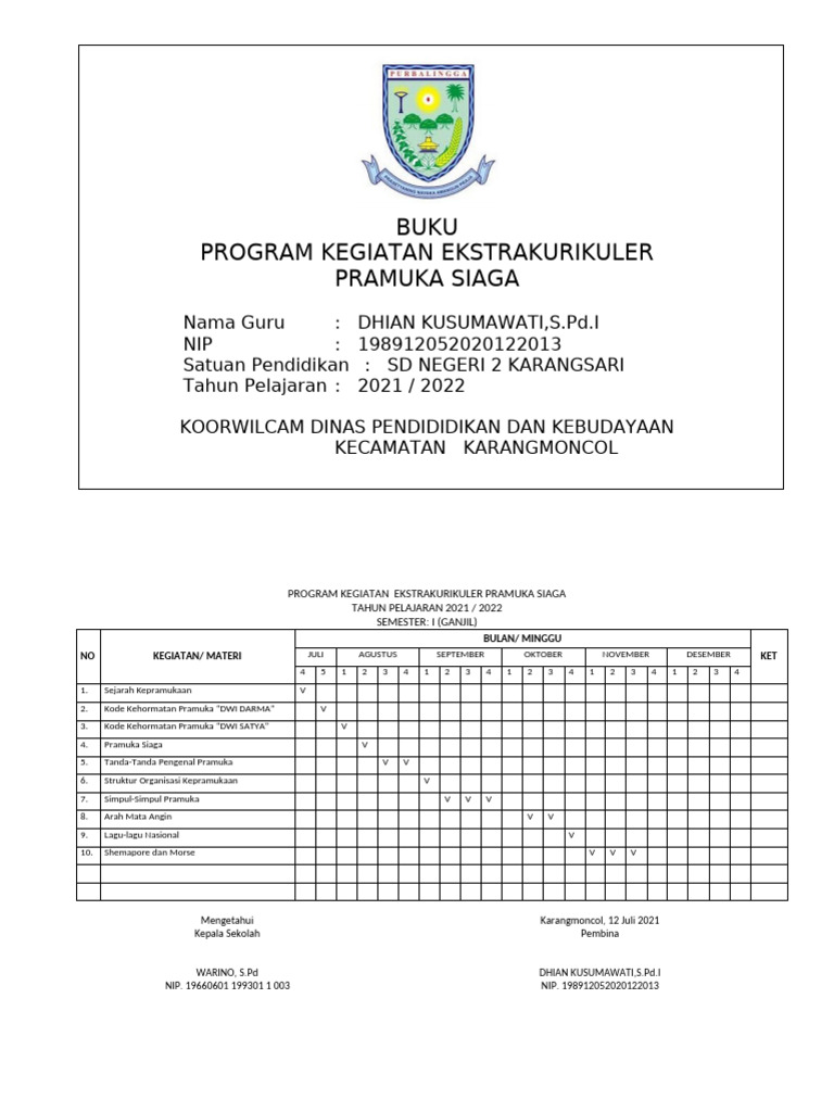 Buku Kegiatan Ekstrakurikuler | PDF