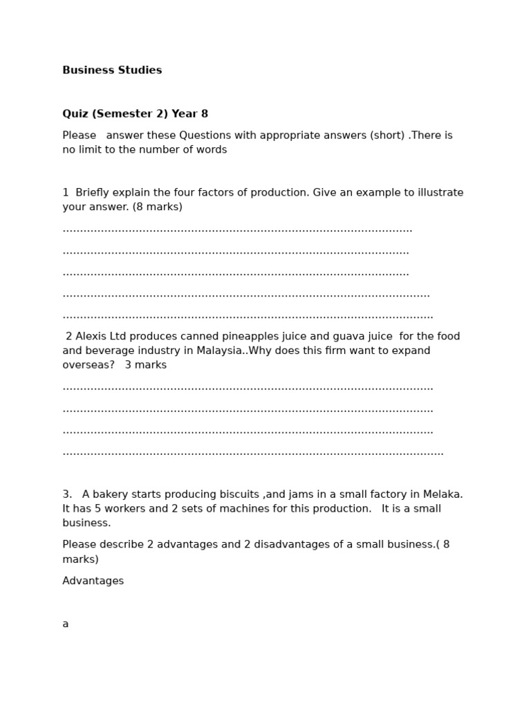 Case Study Business Studies | PDF | Market (Economics) | Capital ...
