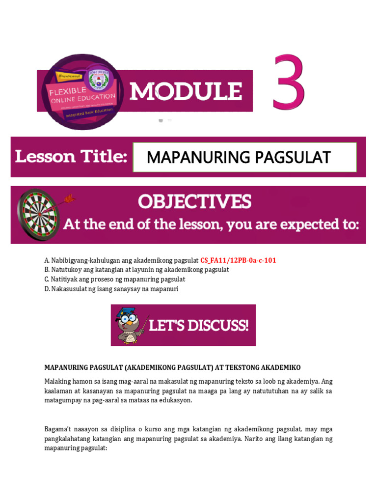 LESSON-3-MAPANURING-PAGSULAT | PDF