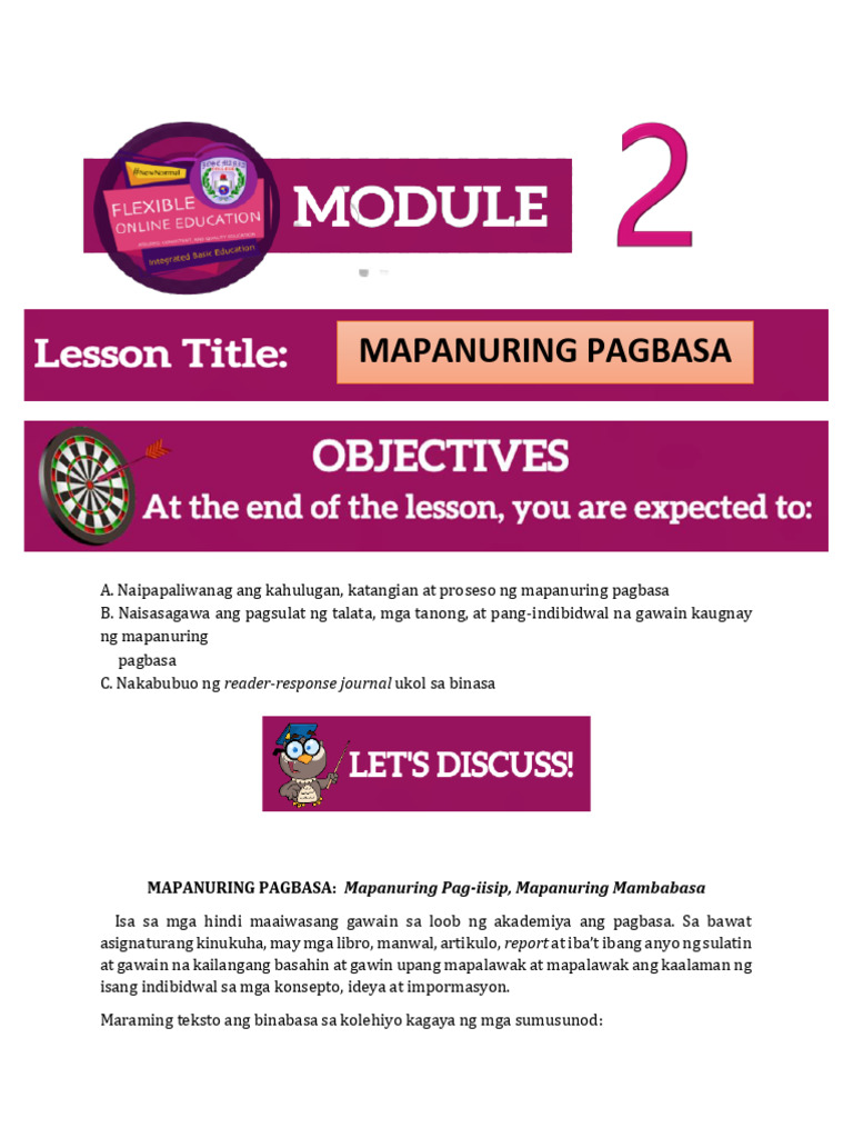 LESSON-2-MAPANURING-PAGBASA | PDF