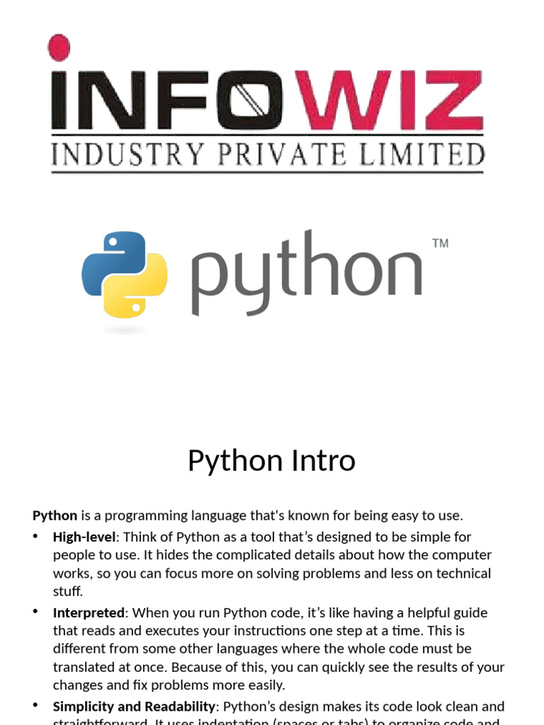 Python Intro | PDF | Python (Programming Language) | Computer Programming Python Intro | PDF | Python (Programming Language) | Computer Programming