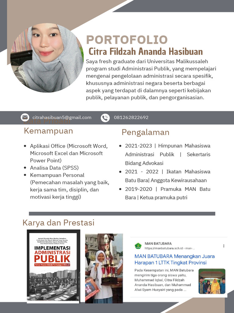 Contoh Portofolio Fresh Graduate Admin | PDF