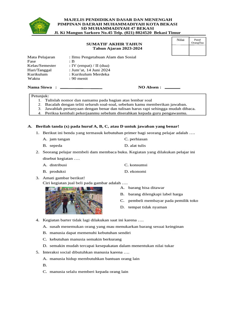 Soal Asat Ipas 4 | PDF