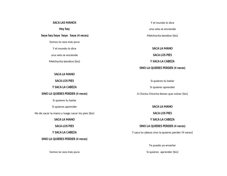 Saca Las Manos (Letra) | PDF
