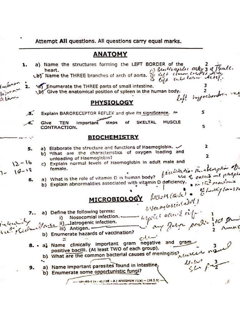 Physiology Past Papers | PDF