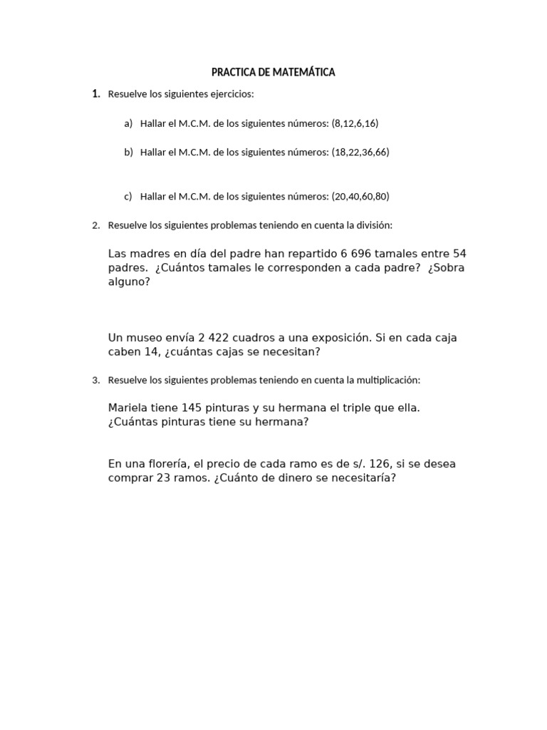 Práctica de Matemática | PDF | Arte