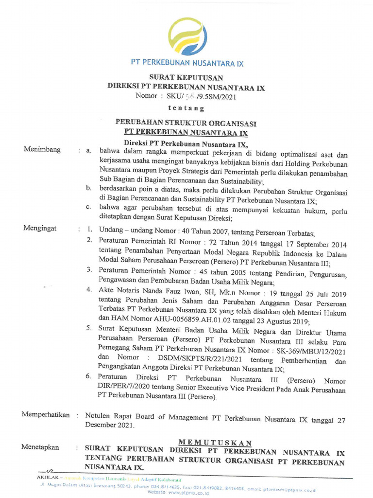 SKU 58 Perubahan Struktur Organisasi | PDF