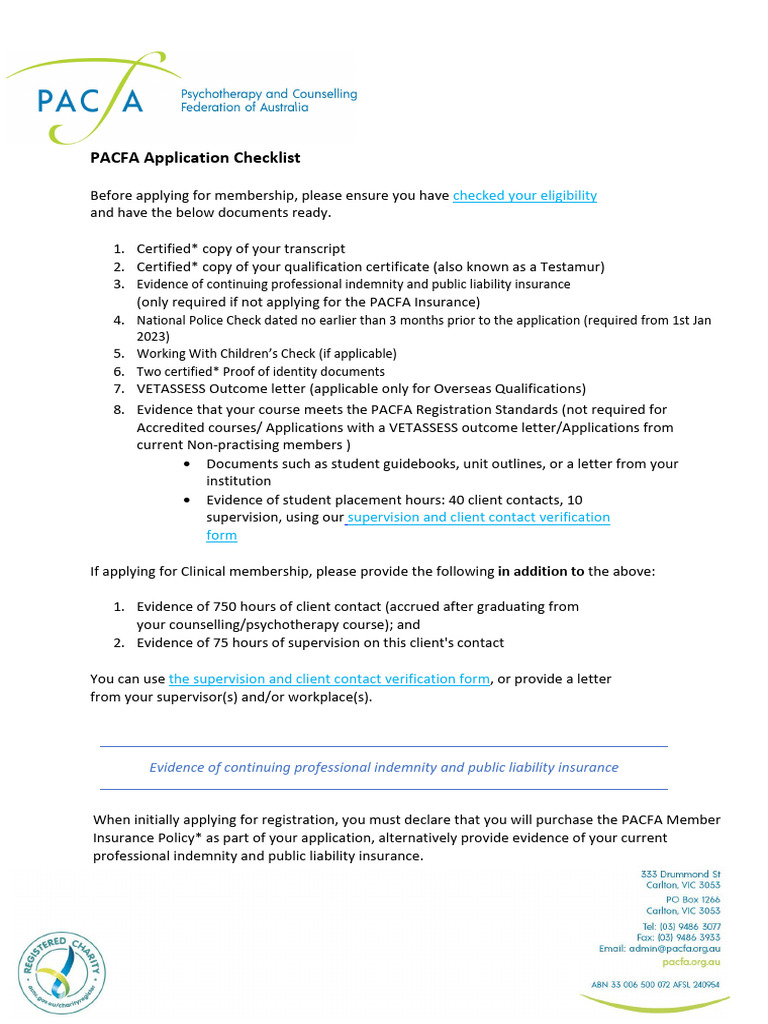 Application Check List - Accredited Training Pathway - Updated | PDF ...