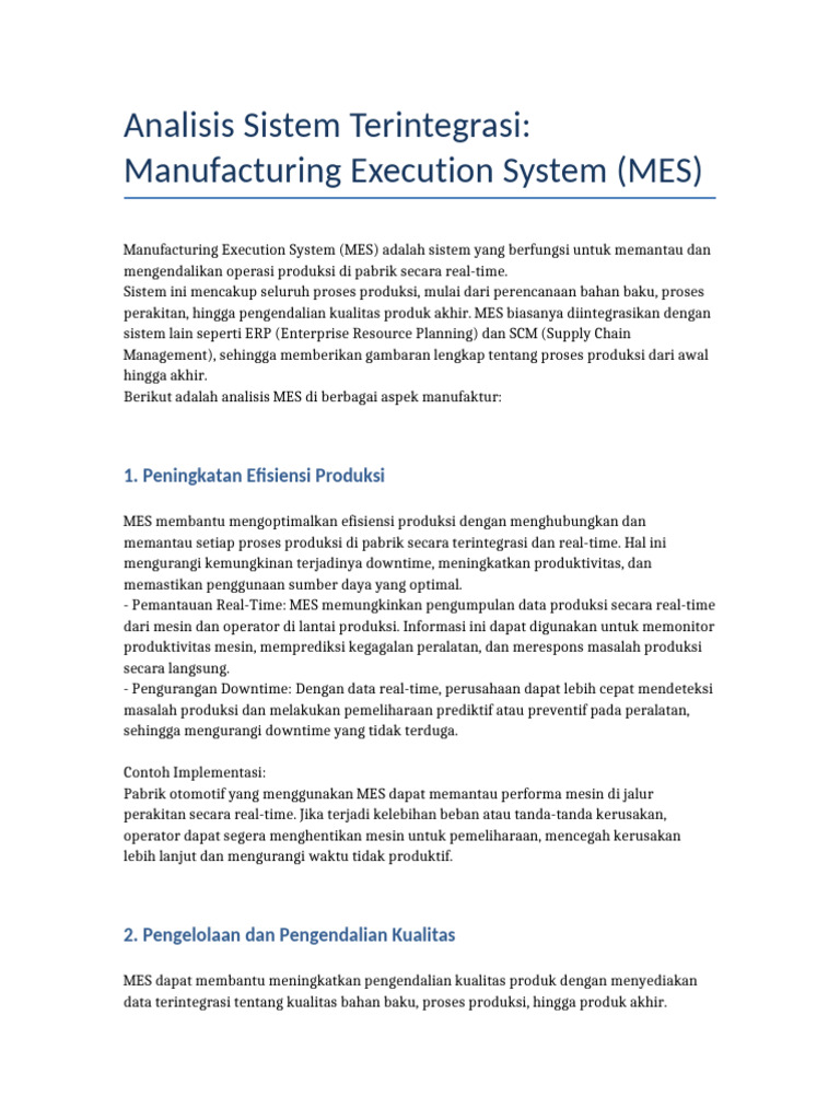 Analisis_MES_Manufacturing | PDF