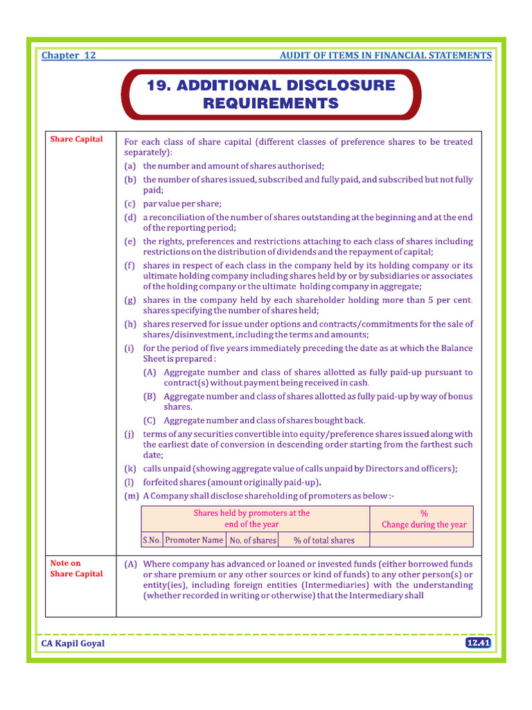 60 Part 2 Additional Disclosure Requirement Audit of Item of FS | PDF