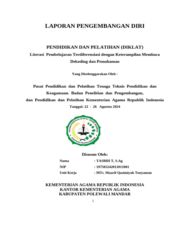 Laporan Pengembangan Diri | PDF