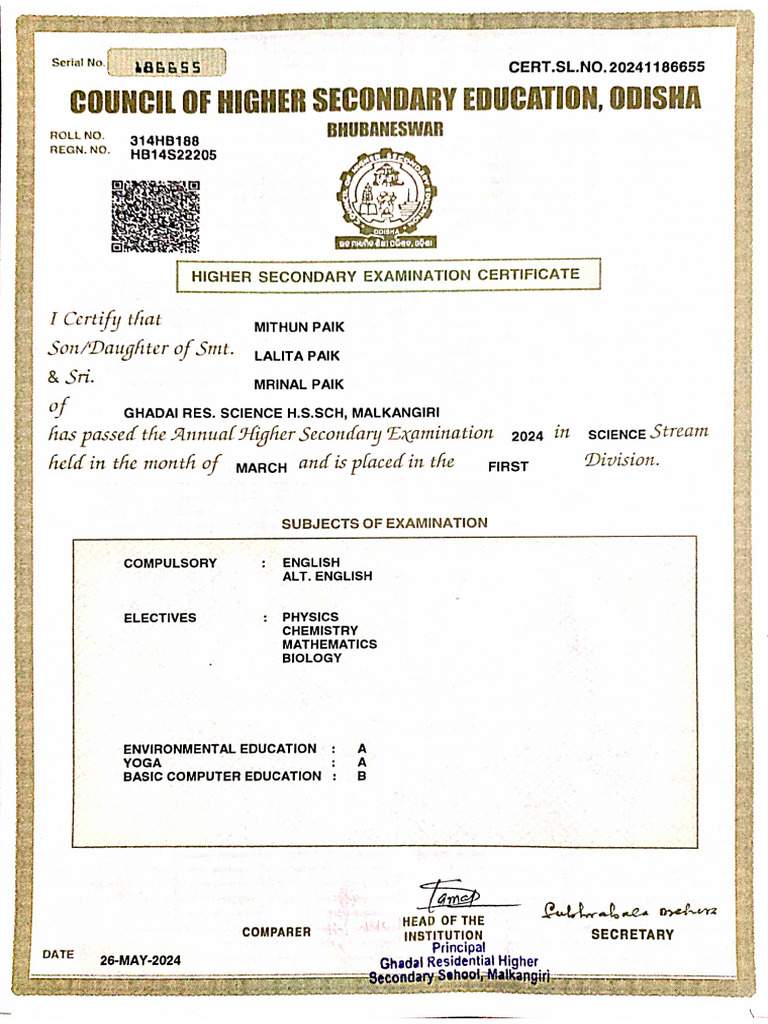 +2 CERTIFICATE | PDF