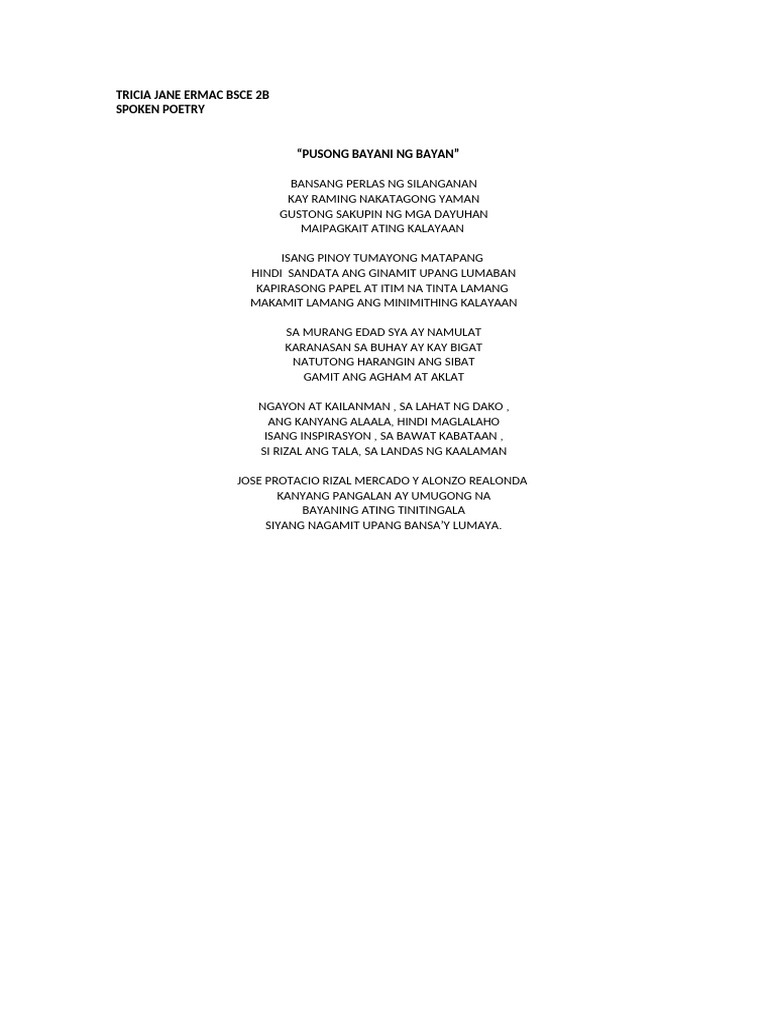 Pusong Bayani NG Bayan | PDF